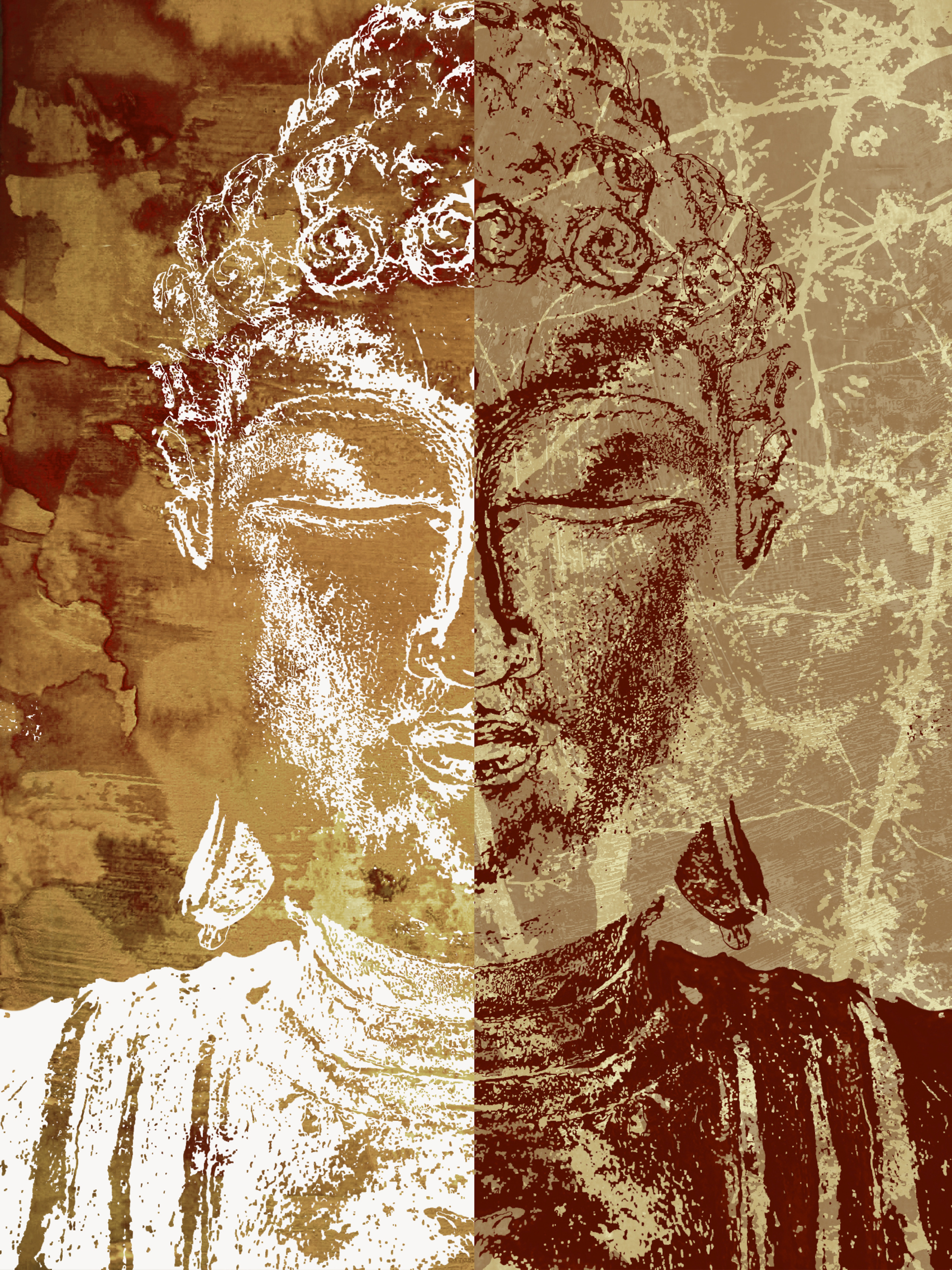 Buddhas-Red Mural - Matthew Lew - Murals Your Way