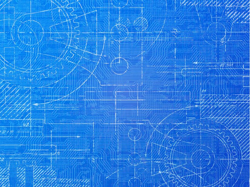 Technical Electronics Blueprint Mural - Murals Your Way