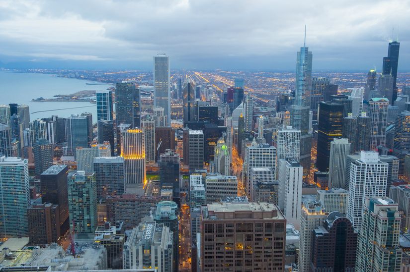 Chicago Skyline Gray Dusk Wall Mural - Murals Your Way