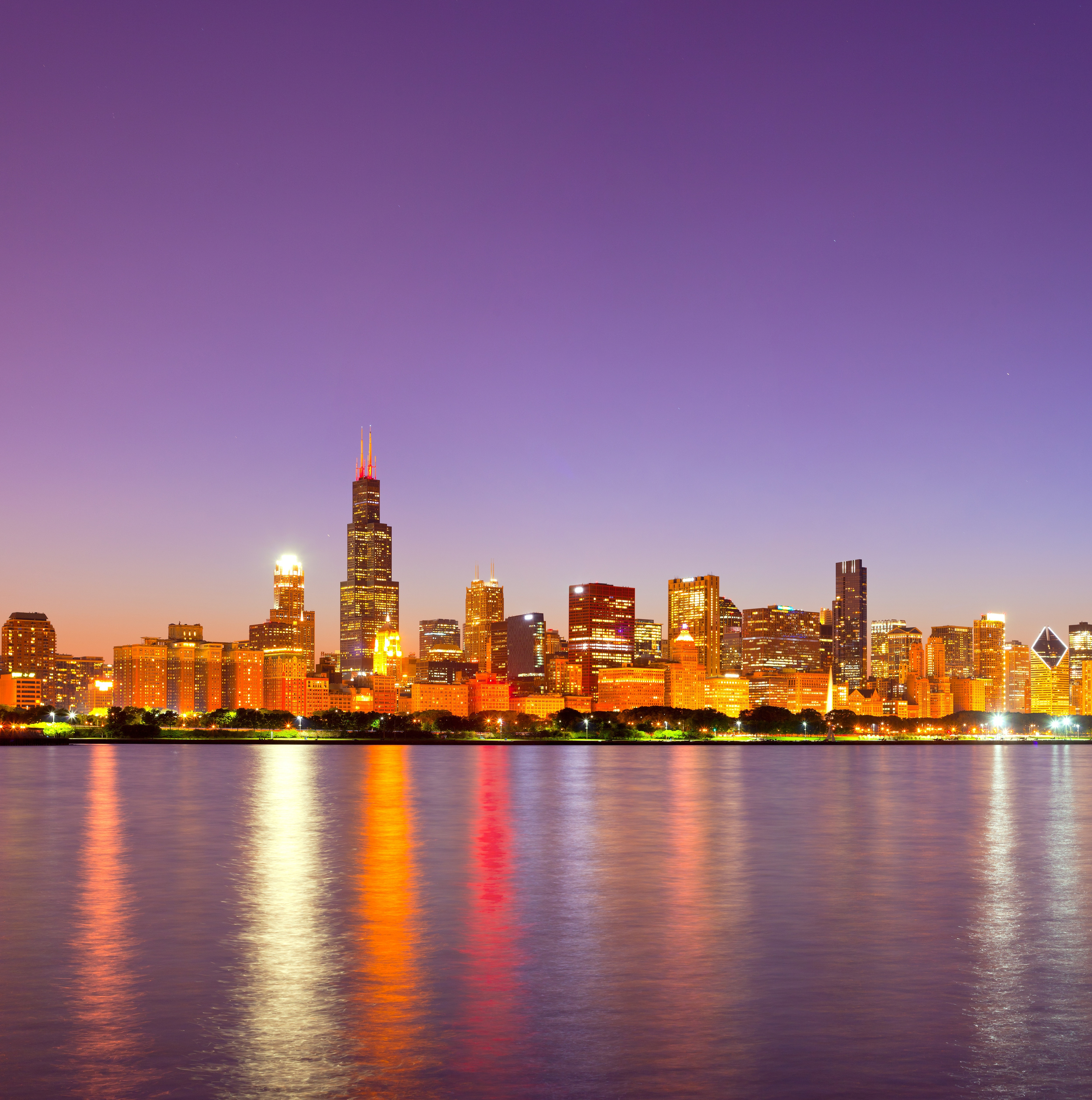 Violet Night In Chicago Wall Mural - Murals Your Way