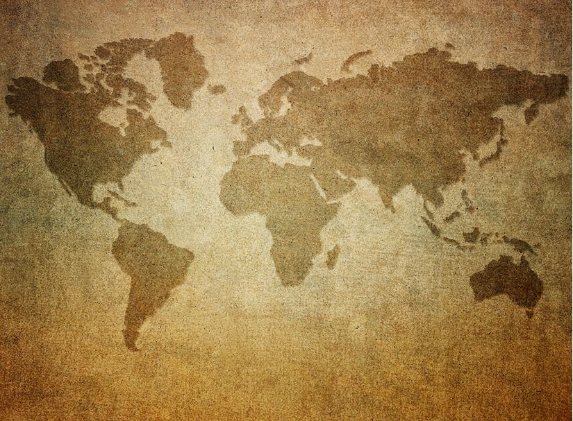 Grunge World Map Wall Mural - Murals Your Way