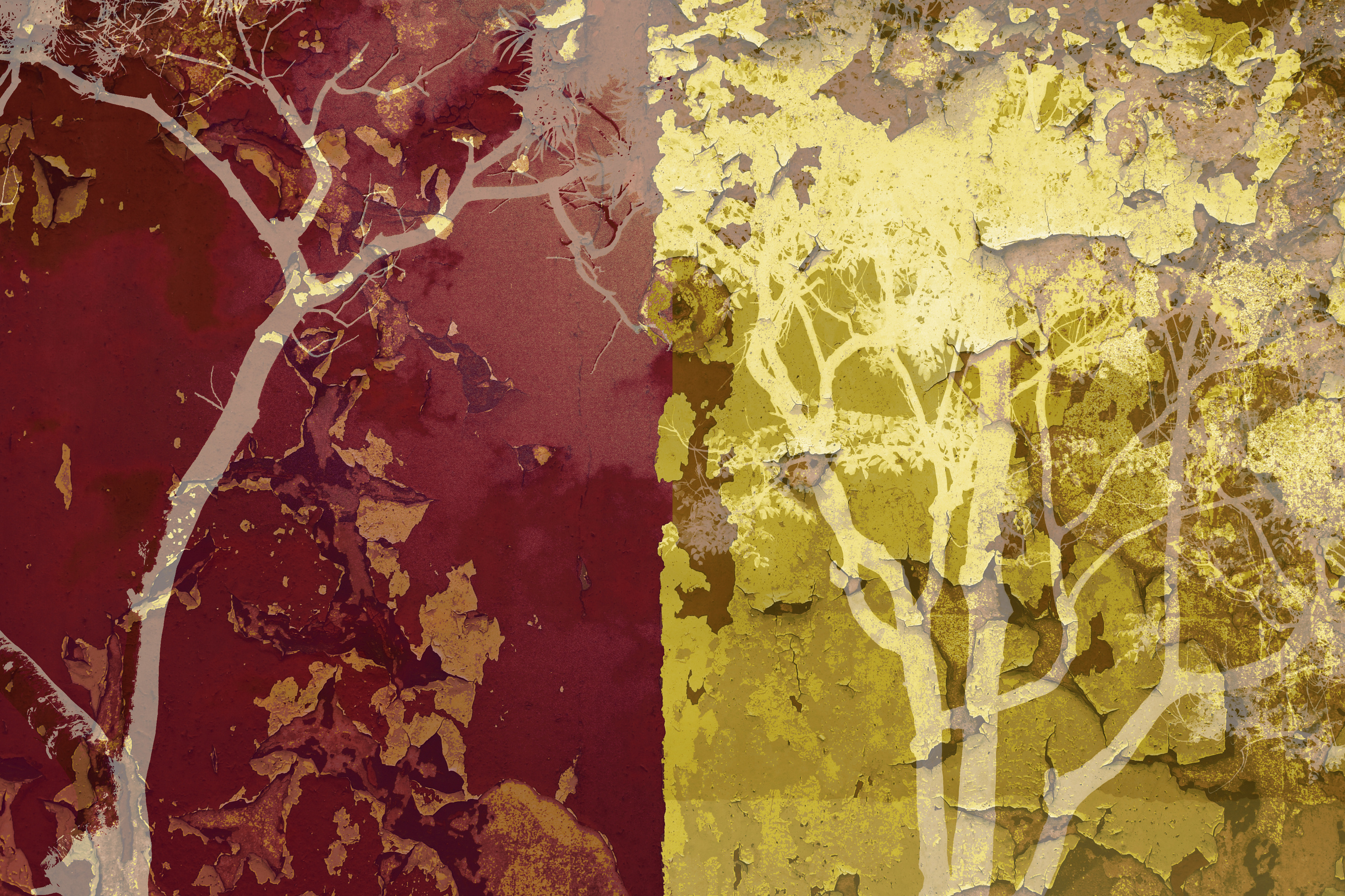 Urban Tree-Red Wall Mural - Murals Your Way