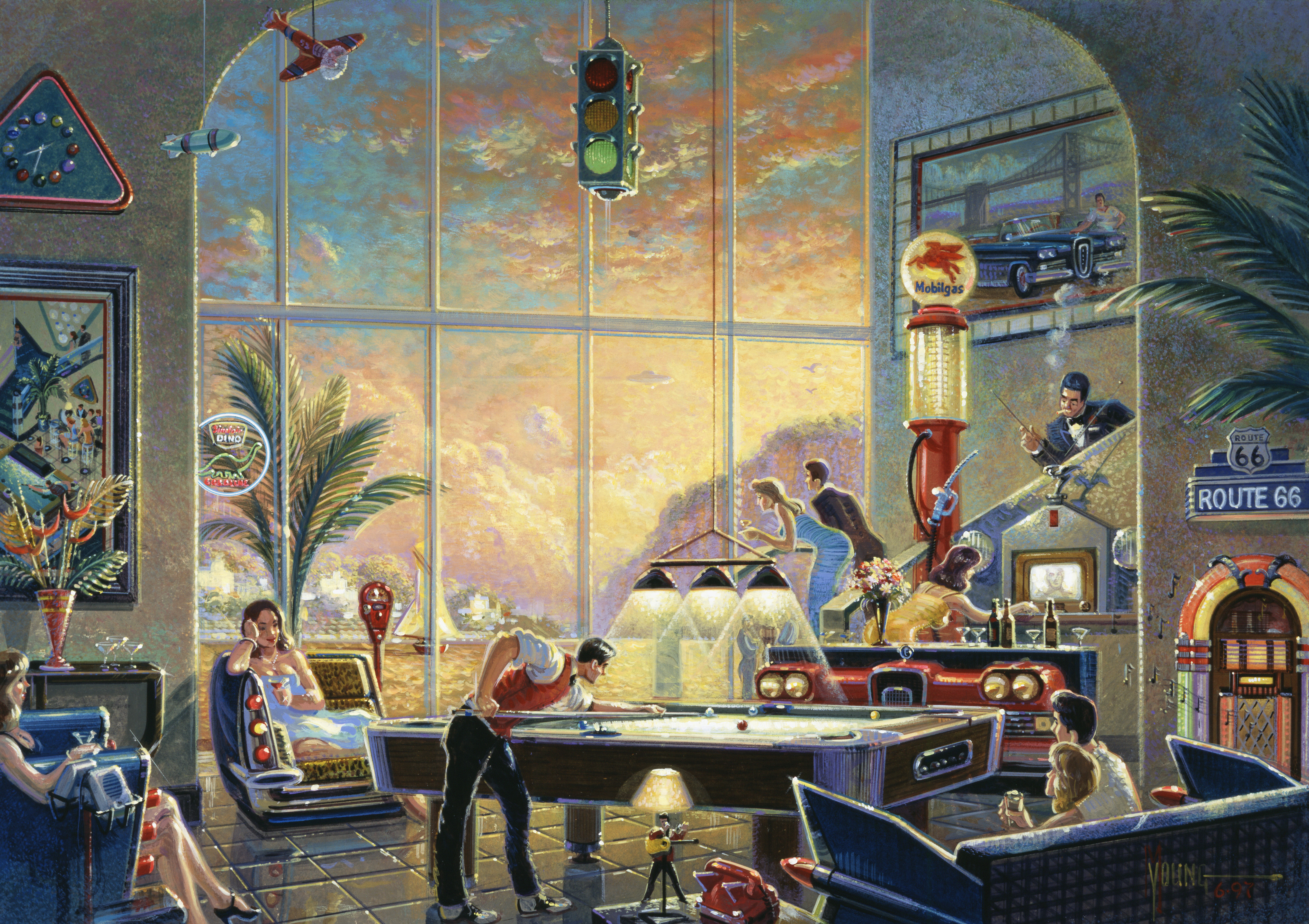 Retro Game Room by the Lake Wall Mural - Murals Your Way