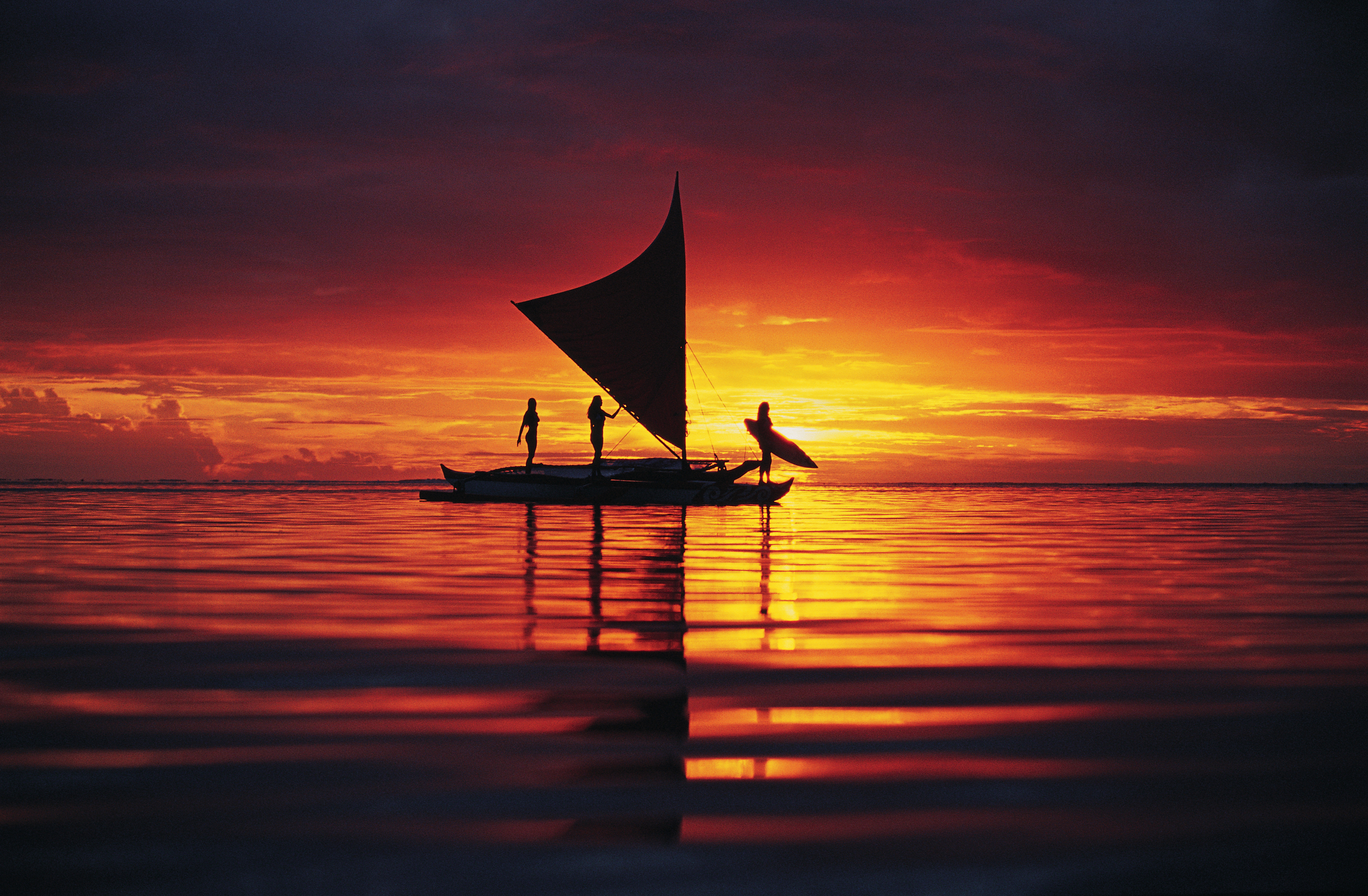 Sailing Outrigger, French Polynesia Mural - Tim McKenna - Murals Your Way