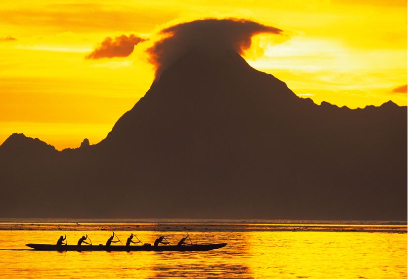 Sunset Over Moorea, French Polynesia 3 Mural - Tim McKenna - Murals ...