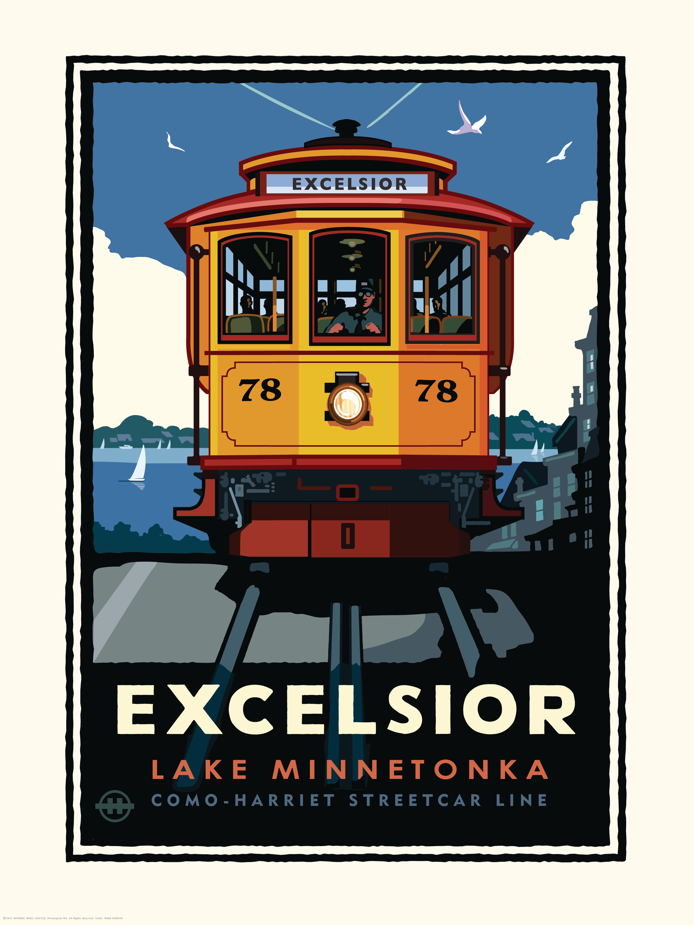 Lake Minnetonka Excelsior Trolley Wall Mural - Murals Your Way