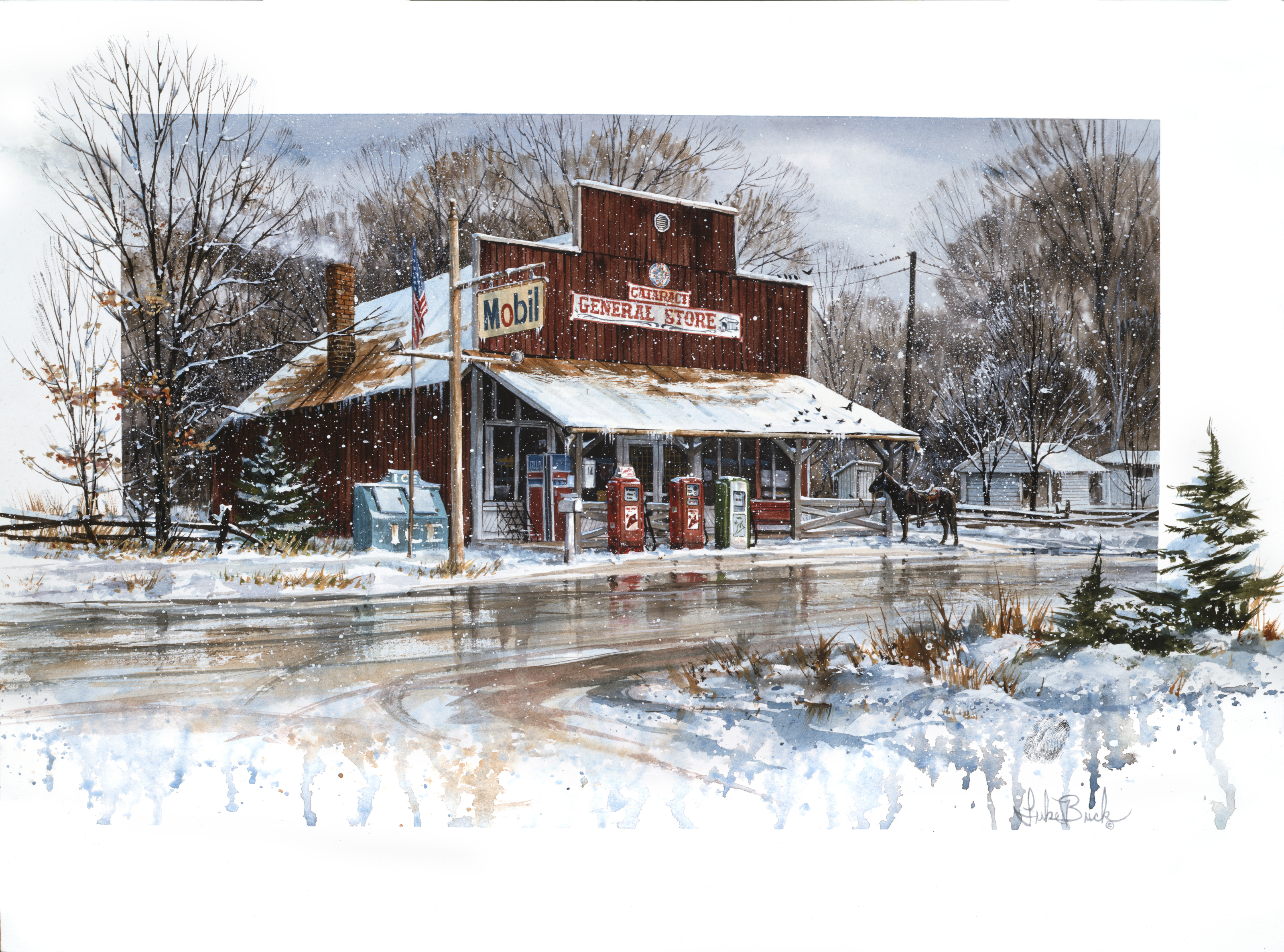 Winter At Cataract General Store Wallpaper Mural - Murals Your Way