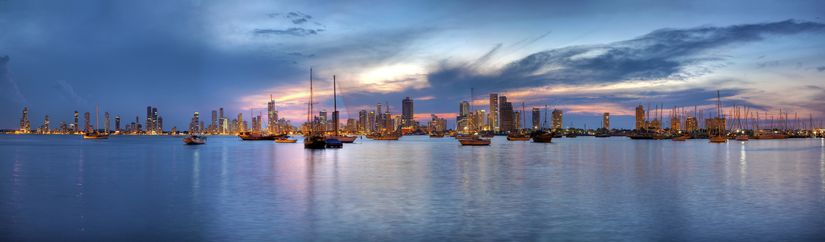 Sunset Panorama Harbor Mural - Nish Nalbandian - Murals Your Way