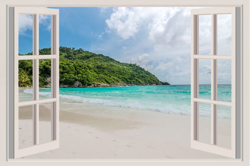 The Open Window with Sea Views Wall Mural - Murals Your Way