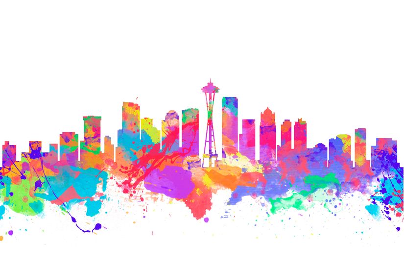 Watercolor Art Print Of Seattle - Murals Your Way