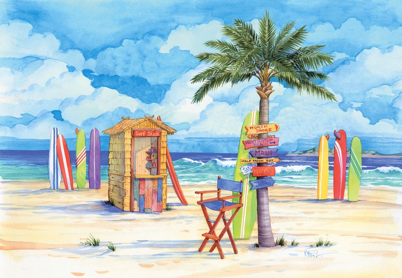 Beach Signs-Surf Shack Mural - Murals Your Way
