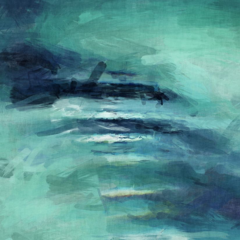 Moody Blue Watercolor Mural - Murals Your Way