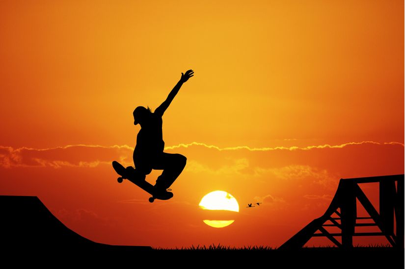 Skateboard Sunset Wall Mural - Murals Your Way