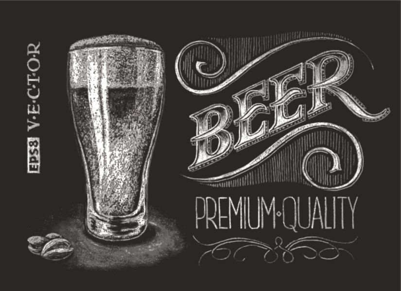 Chalkboard Beer Illustration Mural - Murals Your Way