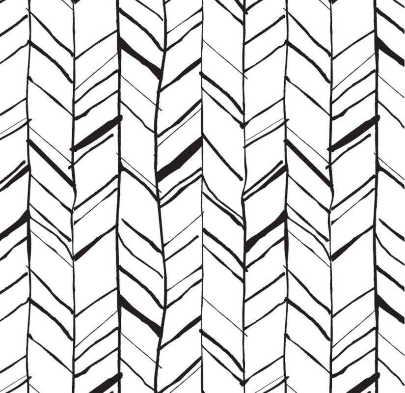Hand Drawn Black & White Herringbone Pattern Mural - Murals Your Way