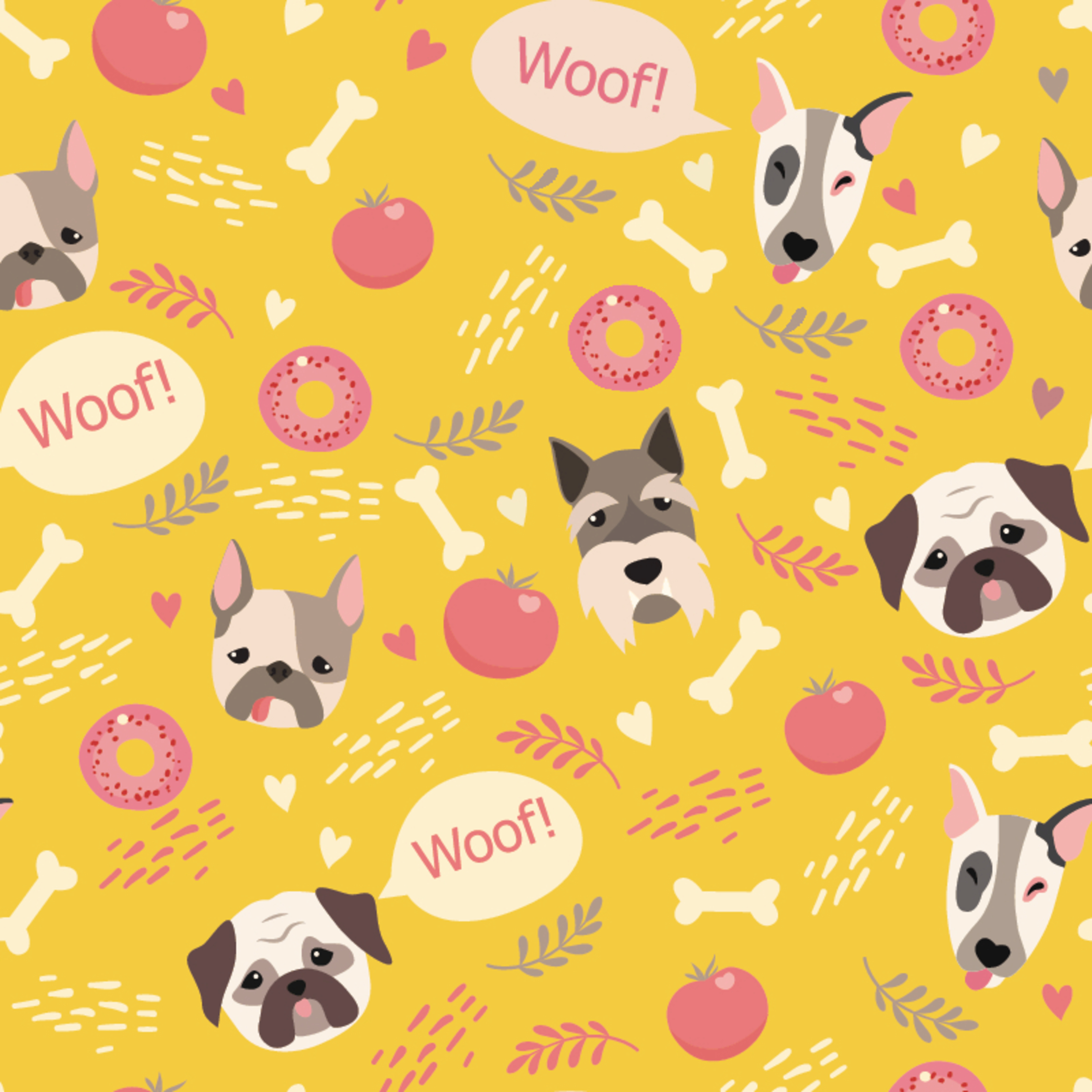 Woof! Dog Repeating Pattern Wall Mural - Murals Your Way