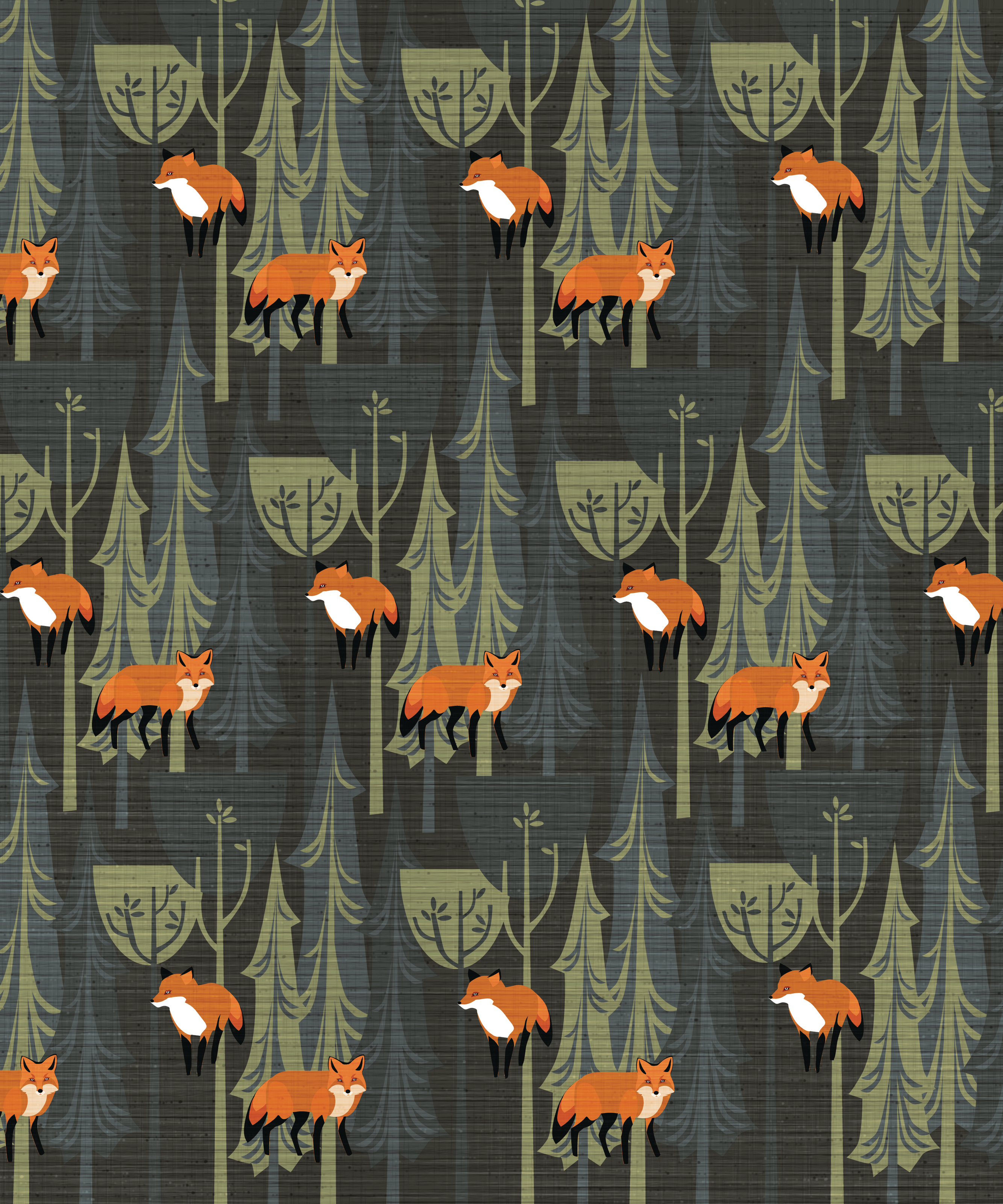 Fox Mix Pattern Mural By Robin Pickens - Murals Your Way