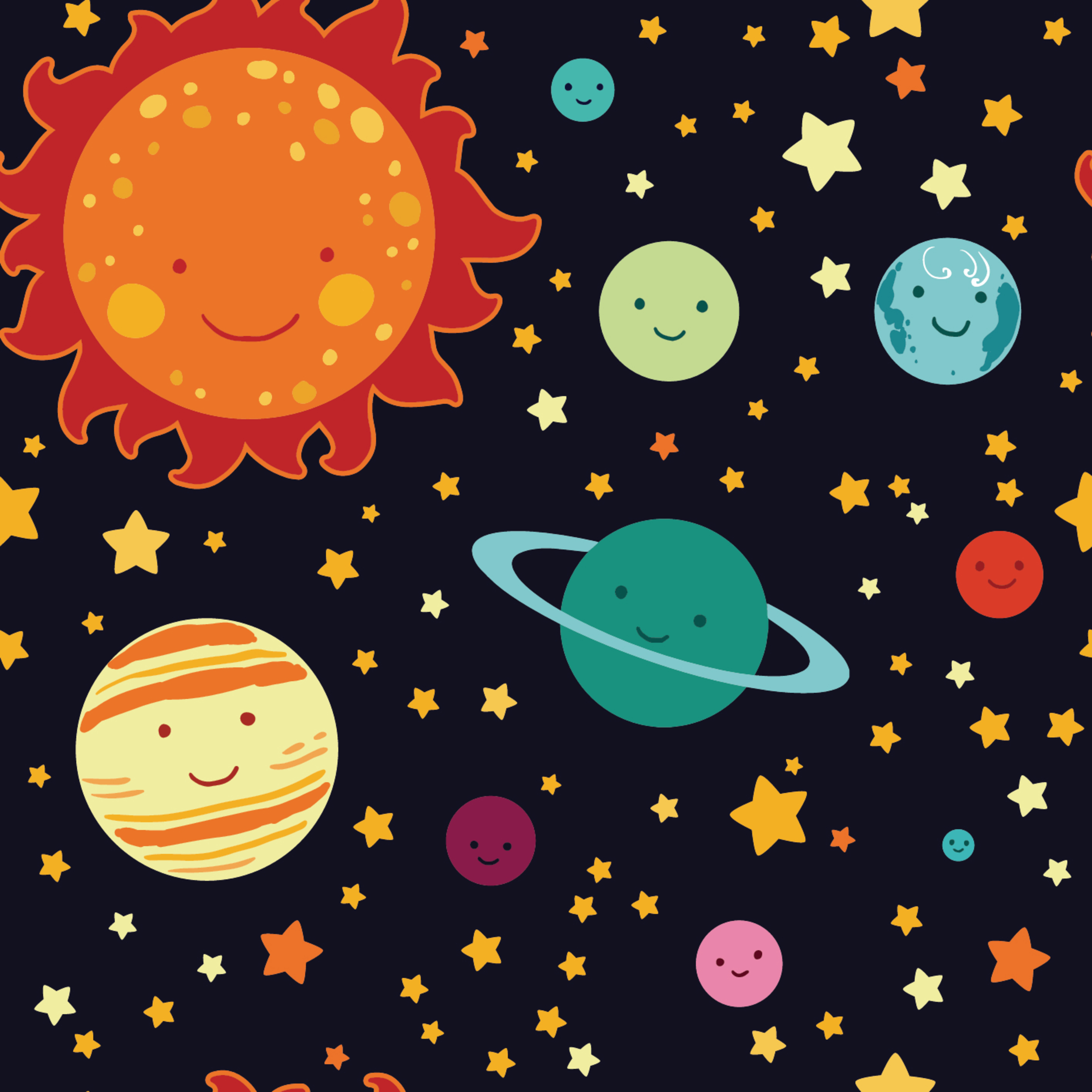 Happy Planets Wall Mural - Murals Your Way