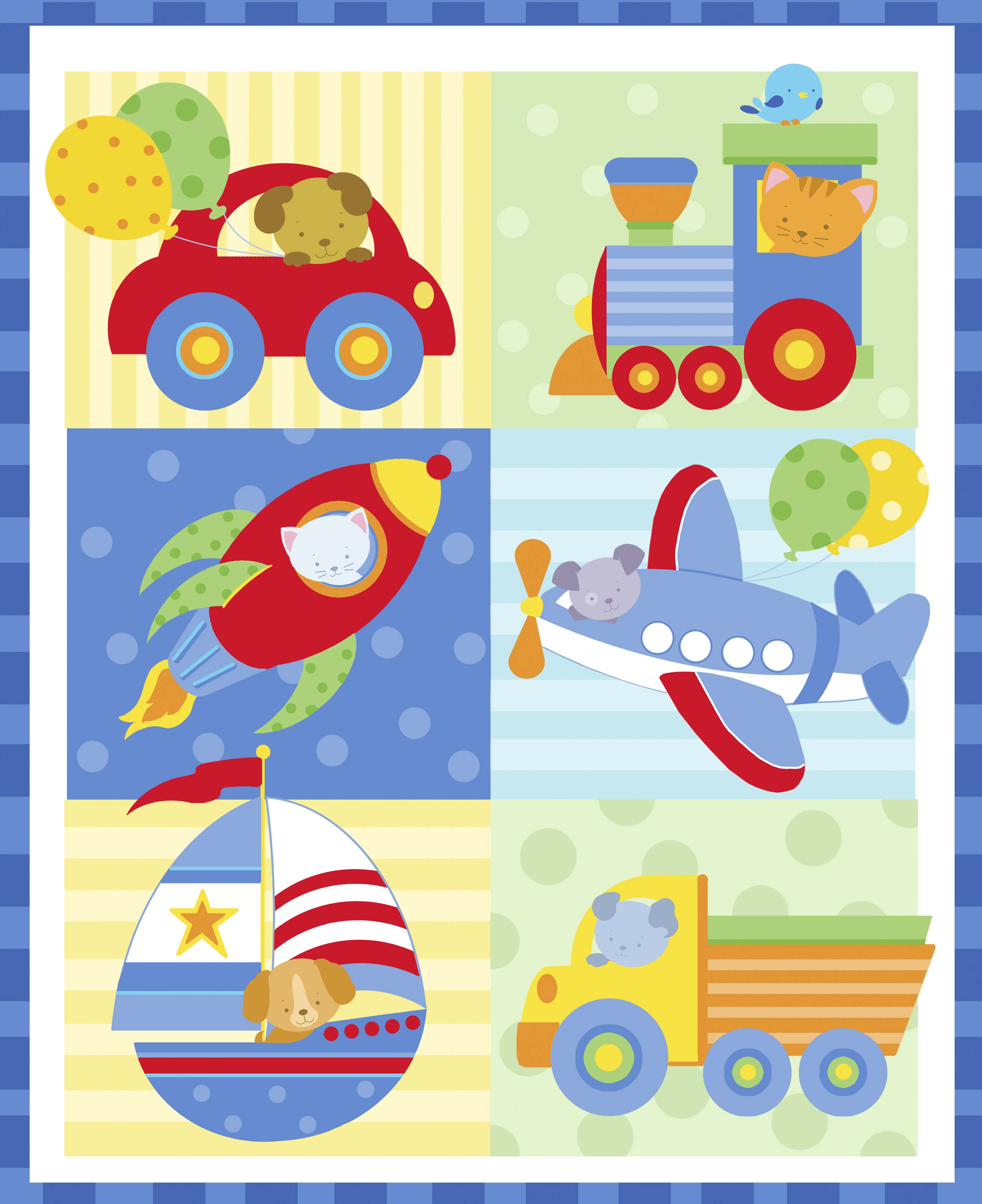 Cartoon Animal Transportation Wall Mural - Murals Your Way