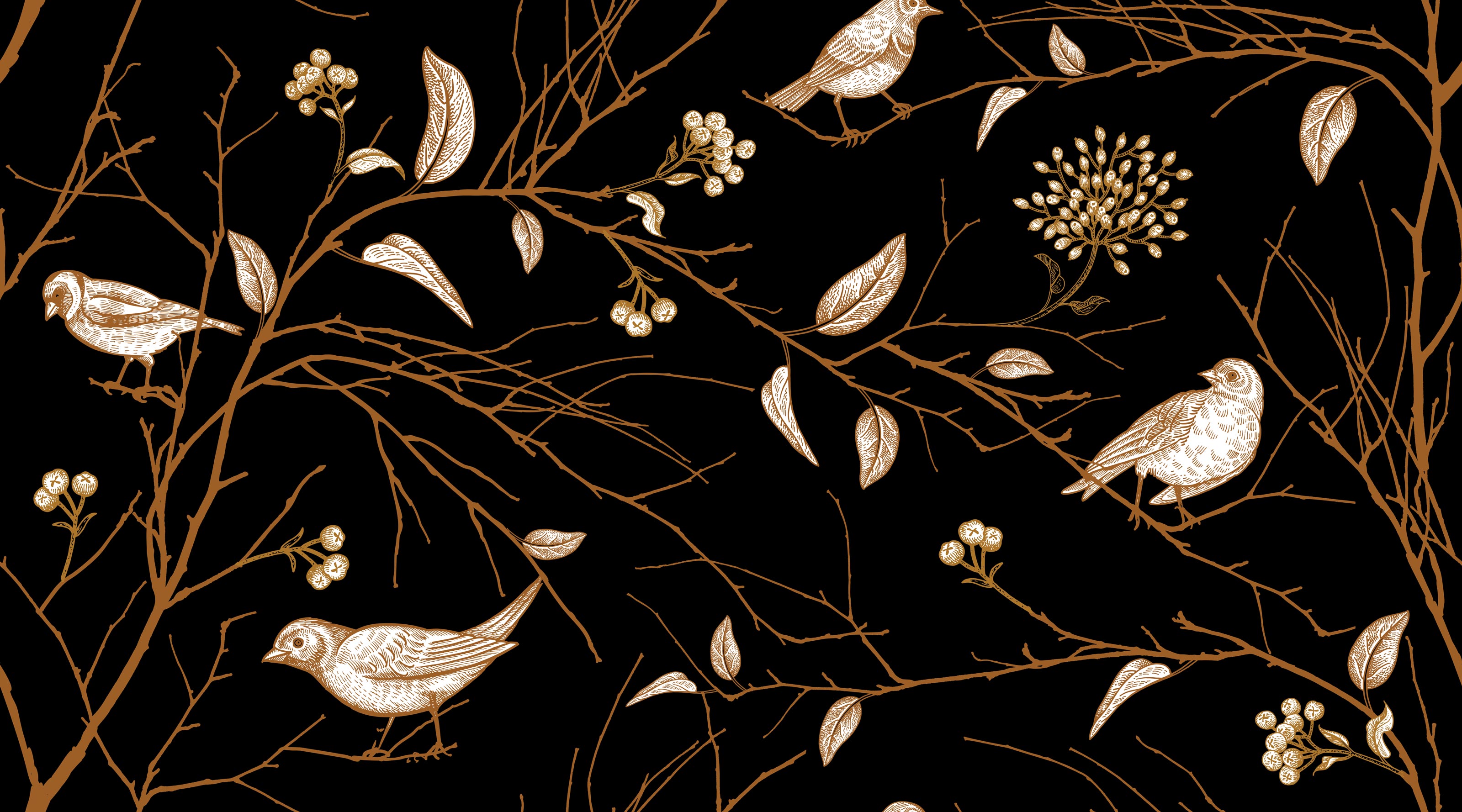 Midnight Songbirds Pattern Wallpaper - Murals Your Way