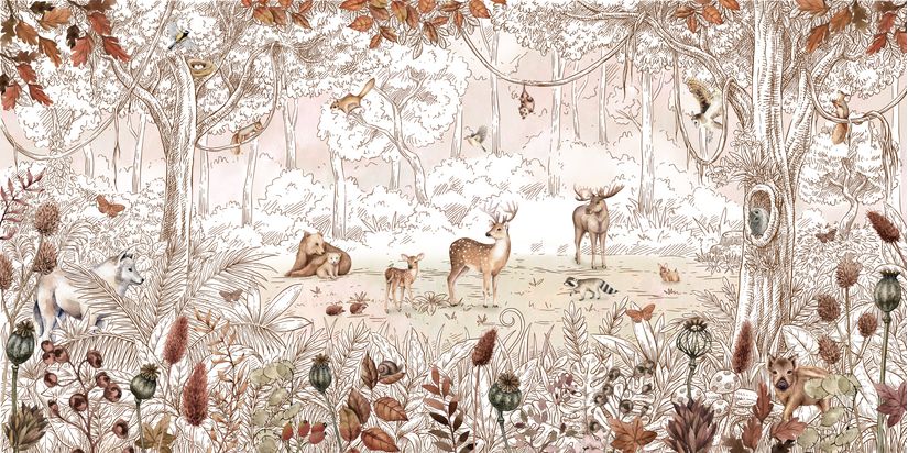 Forest Friends In Autumn Wallpaper Mural - Murals Your Way