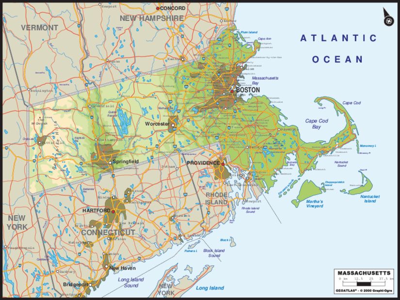 Massachusetts Map Wall Mural - Murals Your Way