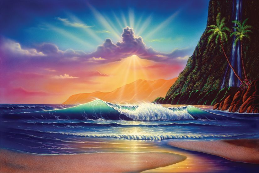 Island Sunrise Mural By Jeff Wilkie - Murals Your Way