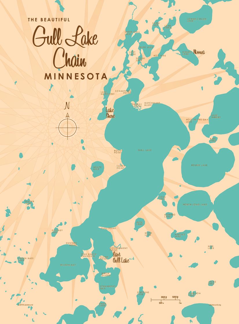 Gull Lake Chain, MN Lake Map Wall Mural - Murals Your Way