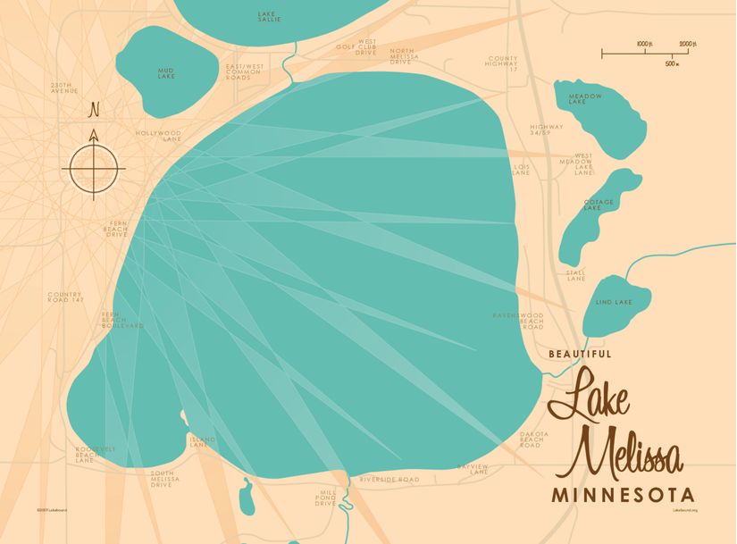 Lake Melissa, MN Lake Map Wall Mural - Murals Your Way