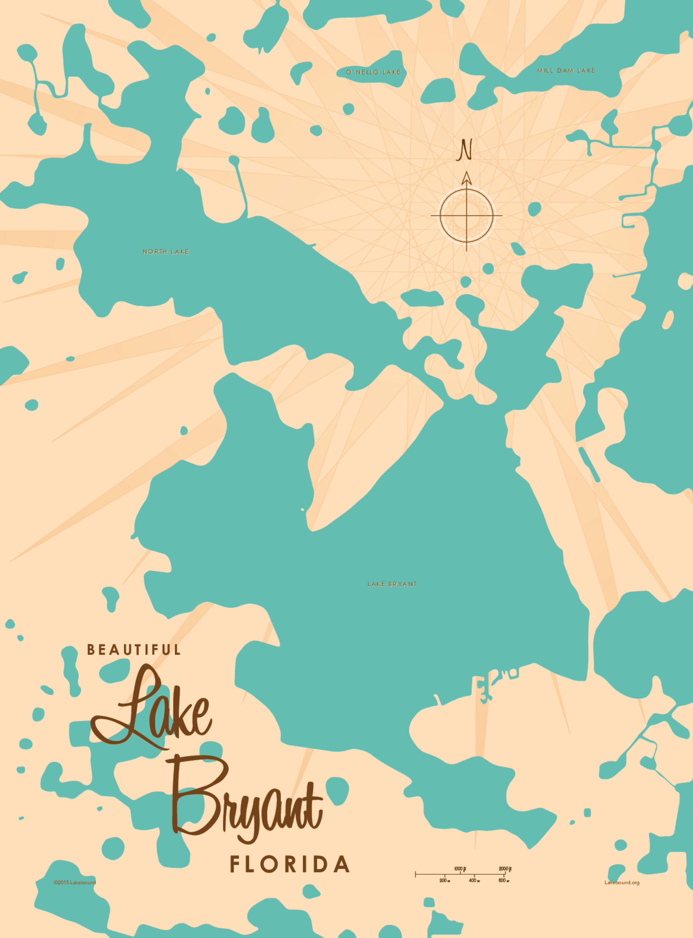 Lake Bryant, FL Lake Map Wall Mural - Murals Your Way