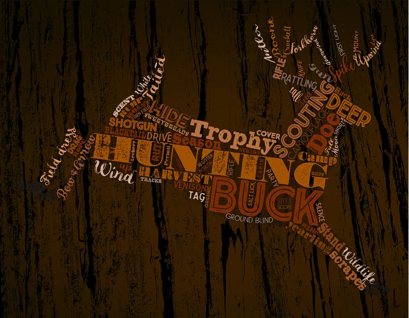 Hunting Word Cloud - Brown Wall Mural - Murals Your Way