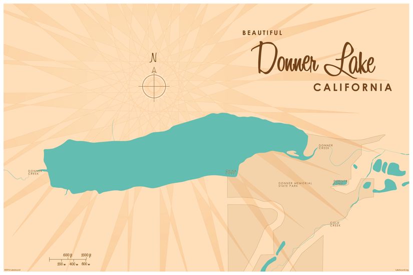 Donner Lake, CA Lake Map Wall Mural - Murals Your Way
