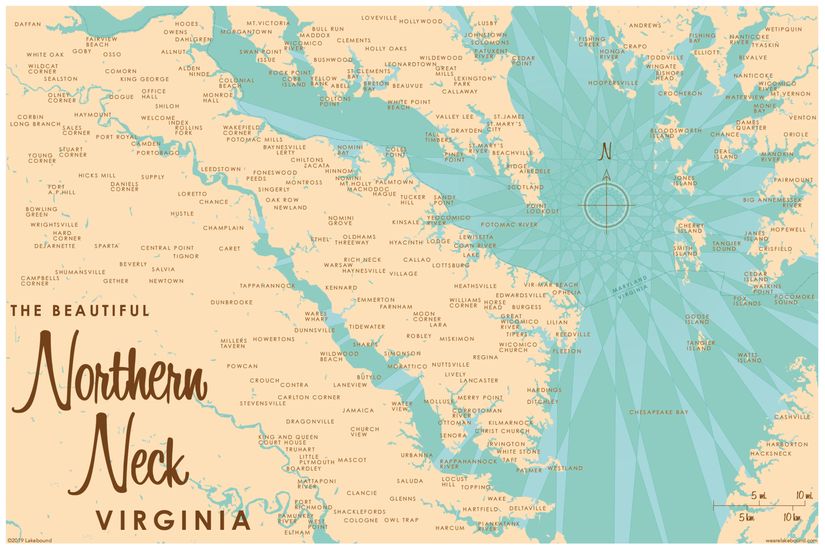 Northern Neck Lake Map Wall Mural - Murals Your Way