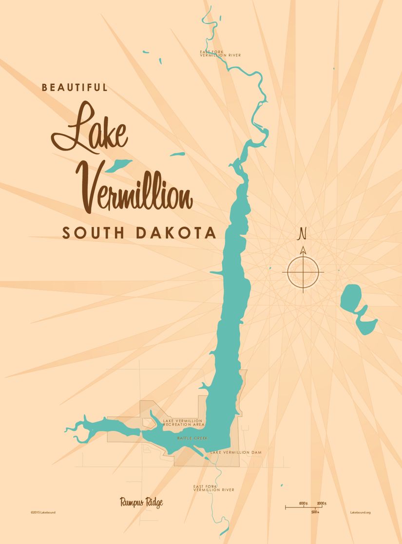 Lake Vermillion, SD Lake Map - Murals Your Way