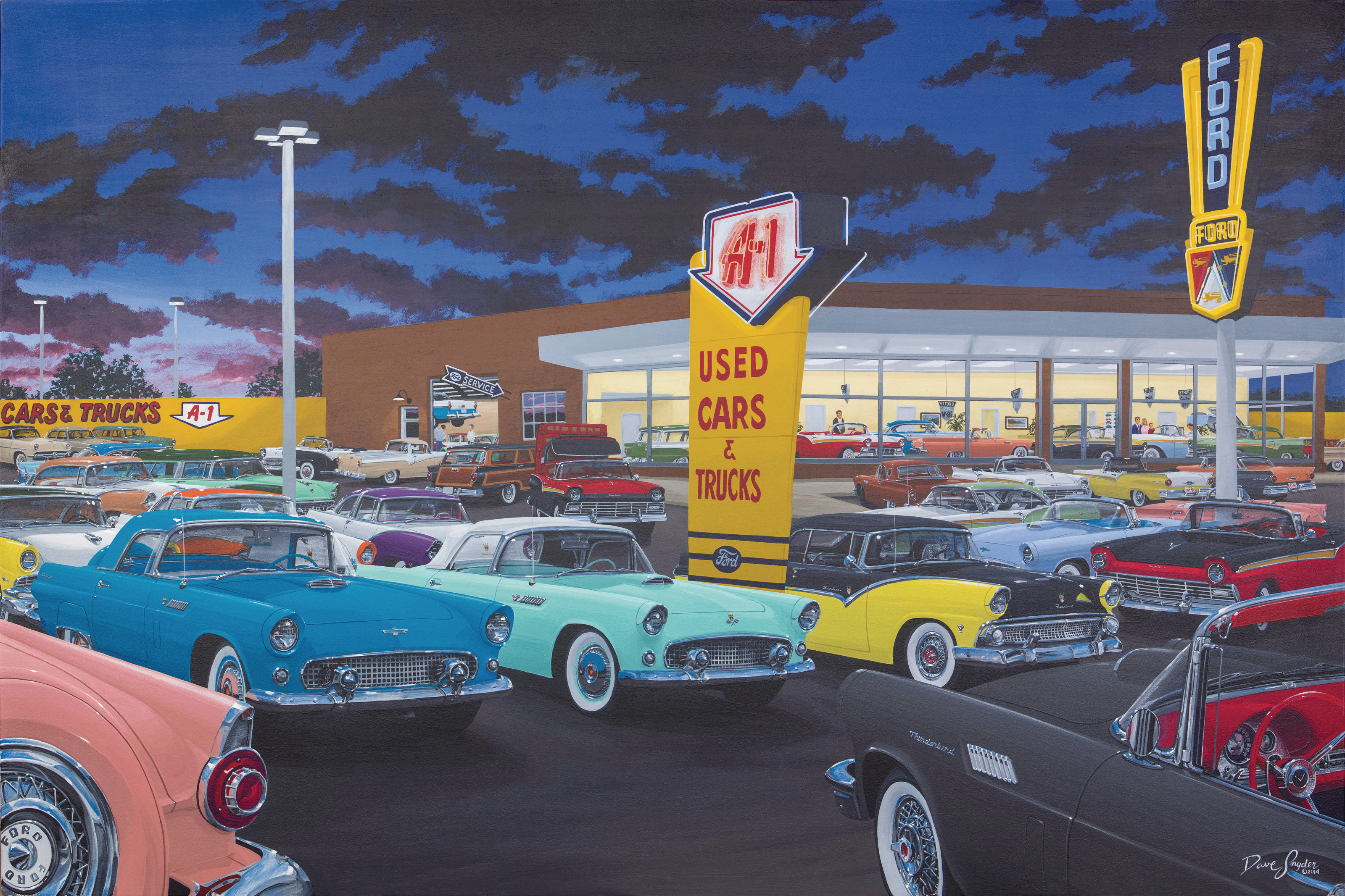 1957 Ford Dealership Lot Wall Mural - Murals Your Way