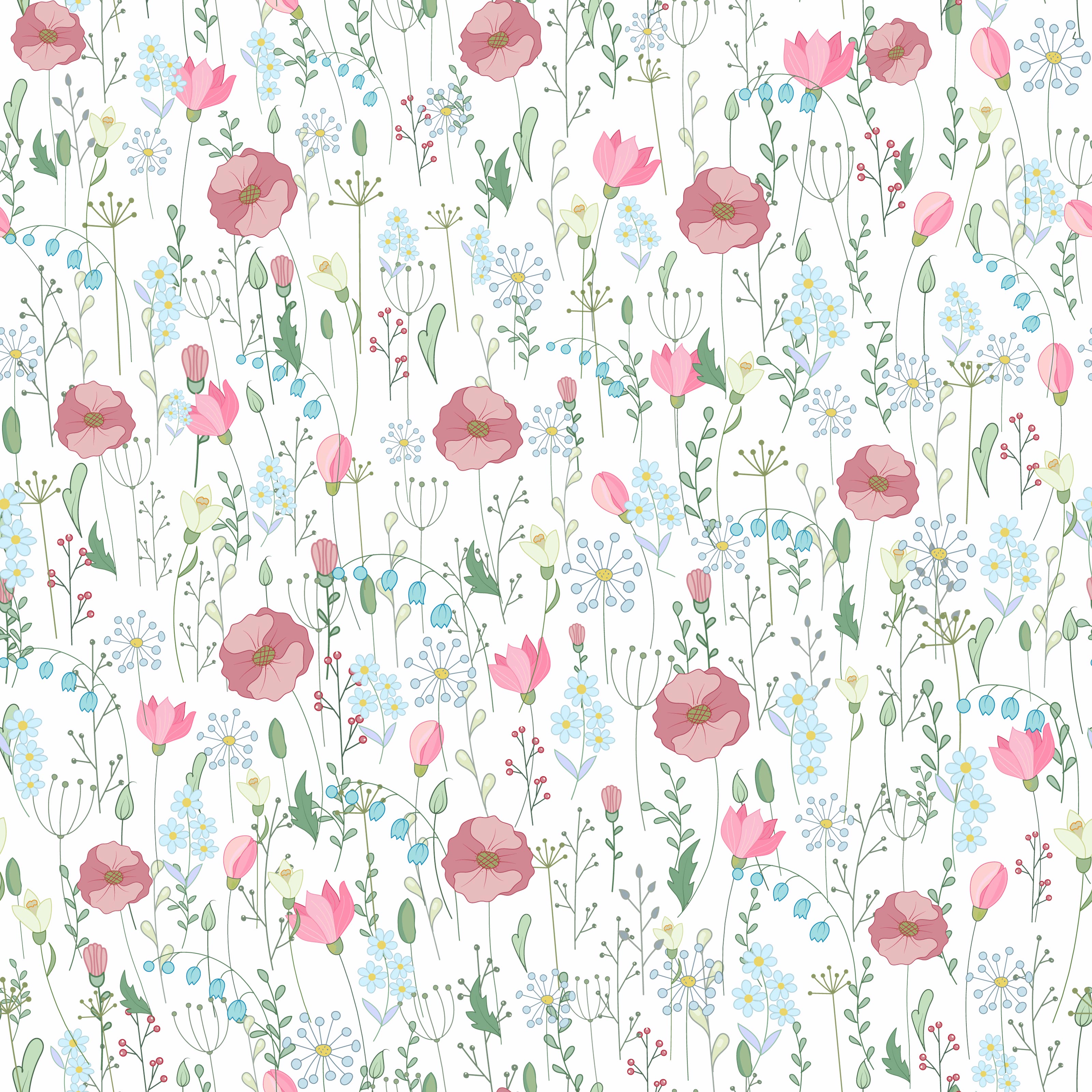 Pink Wildflower Pattern Wallpaper Mural - Murals Your Way