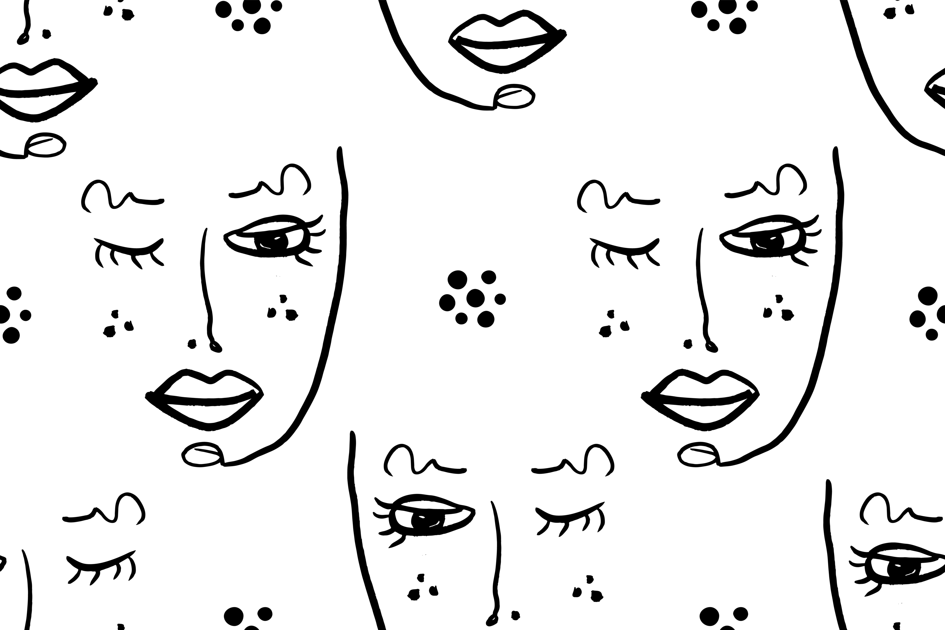 Beautiful Face Line Art Pattern Wallpaper - Murals Your Way