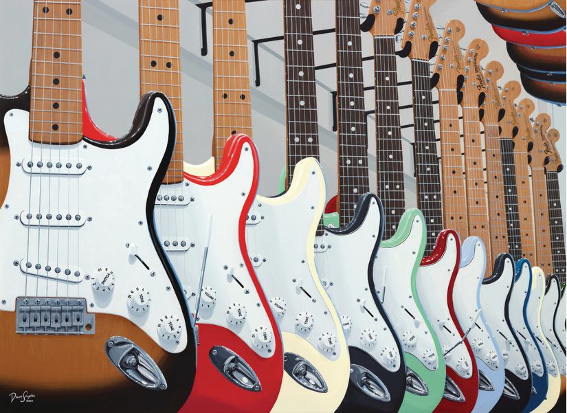Strat Guitar Shopping Wall Mural - Murals Your Way