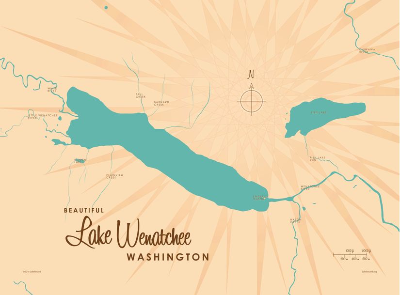 Lake Wenatchee WA Map Wallpaper Mural - Murals Your Way