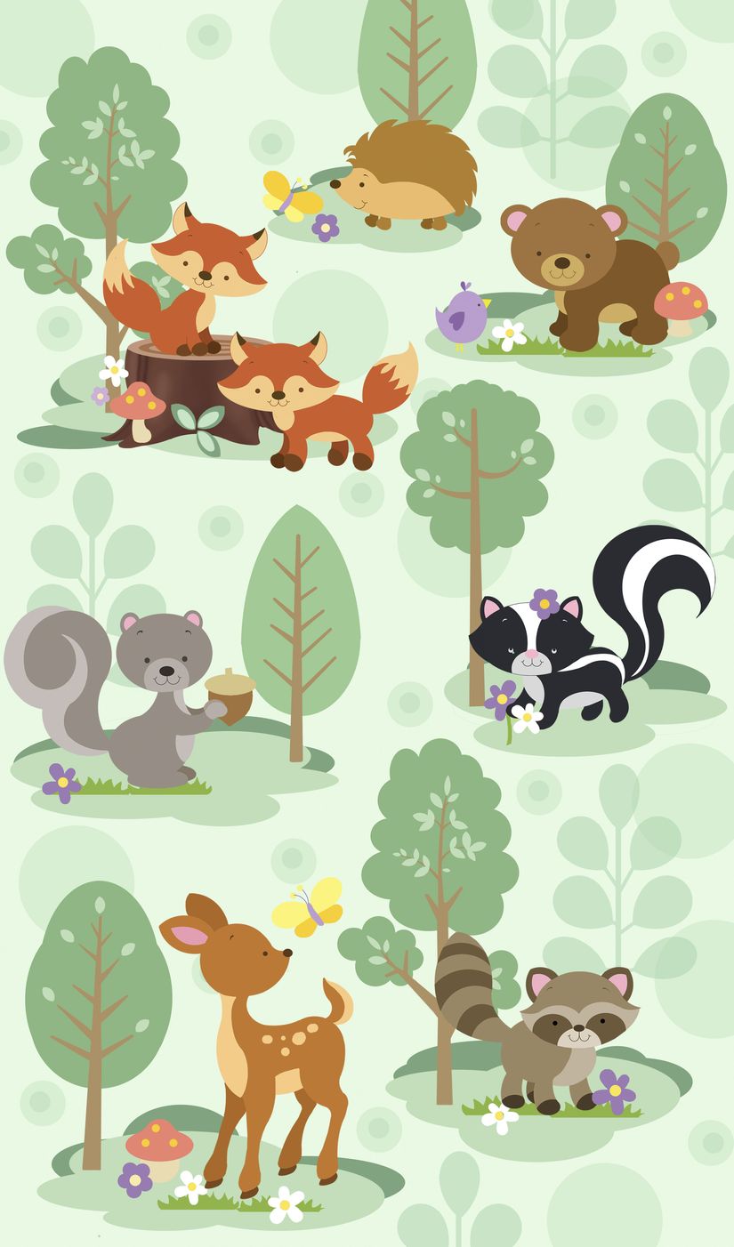 Furry Forest Friends 2 Wallpaper Mural - Murals Your Way