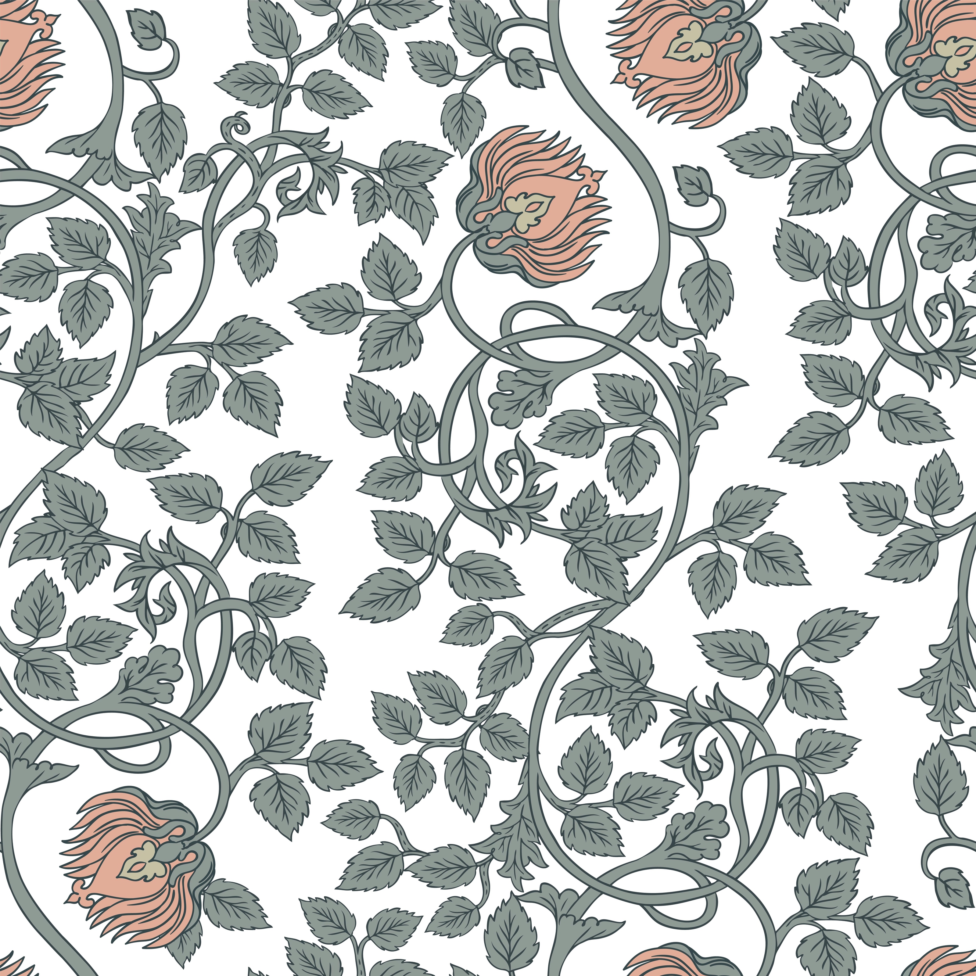 Vintage Flower Vines Pattern Wallpaper - Murals Your Way
