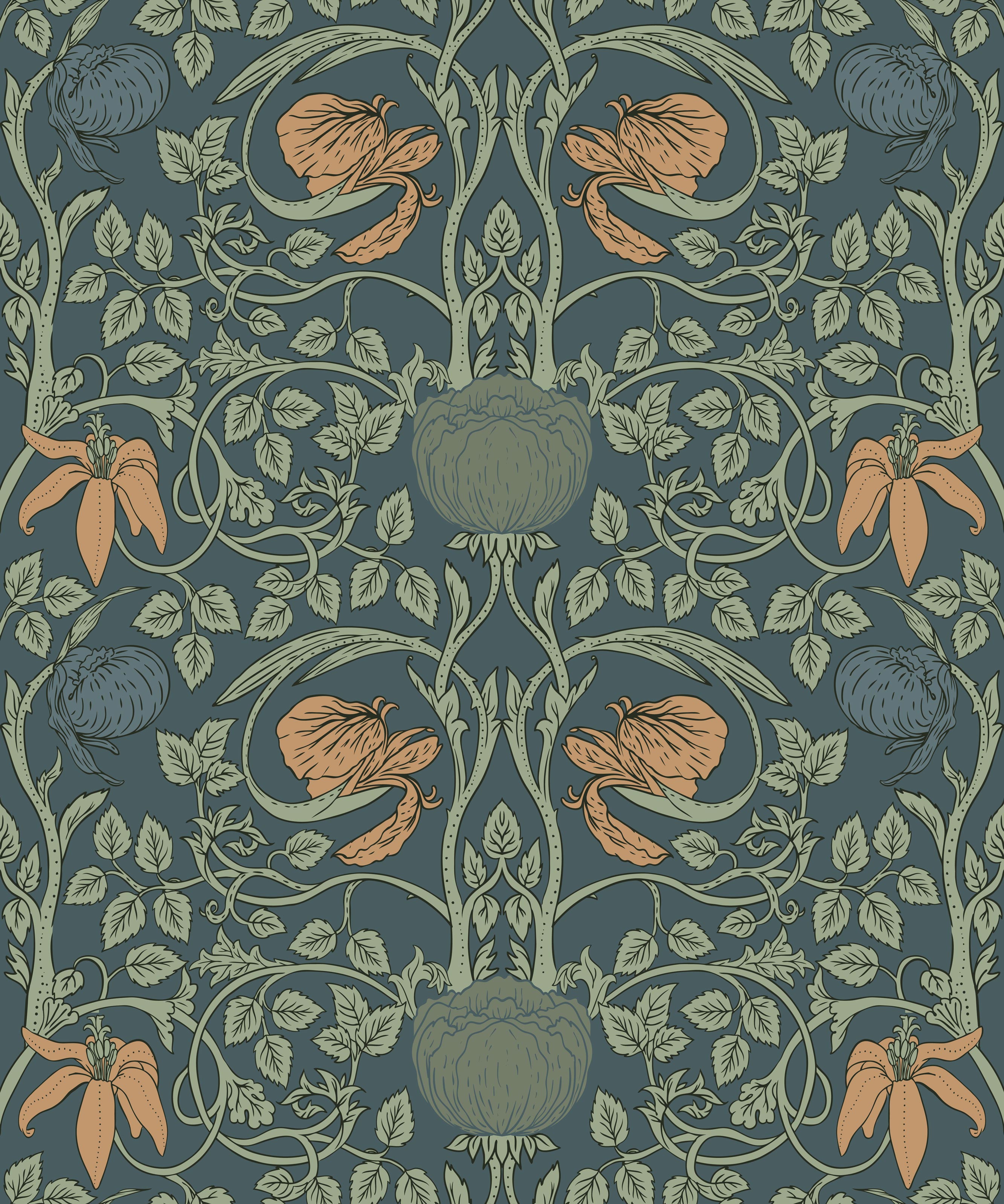 Classic Curling Vines Pattern Wallpaper - Murals Your Way