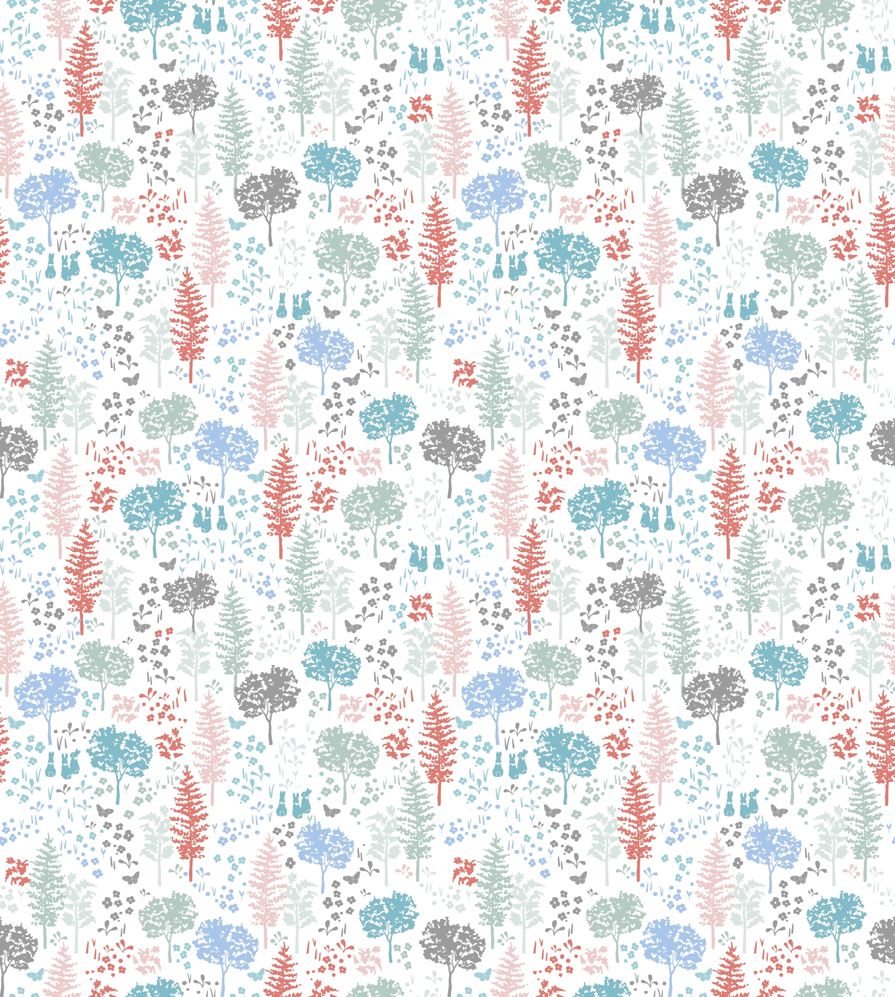 Multi-Colored Tree Pattern Wallpaper - Murals Your Way