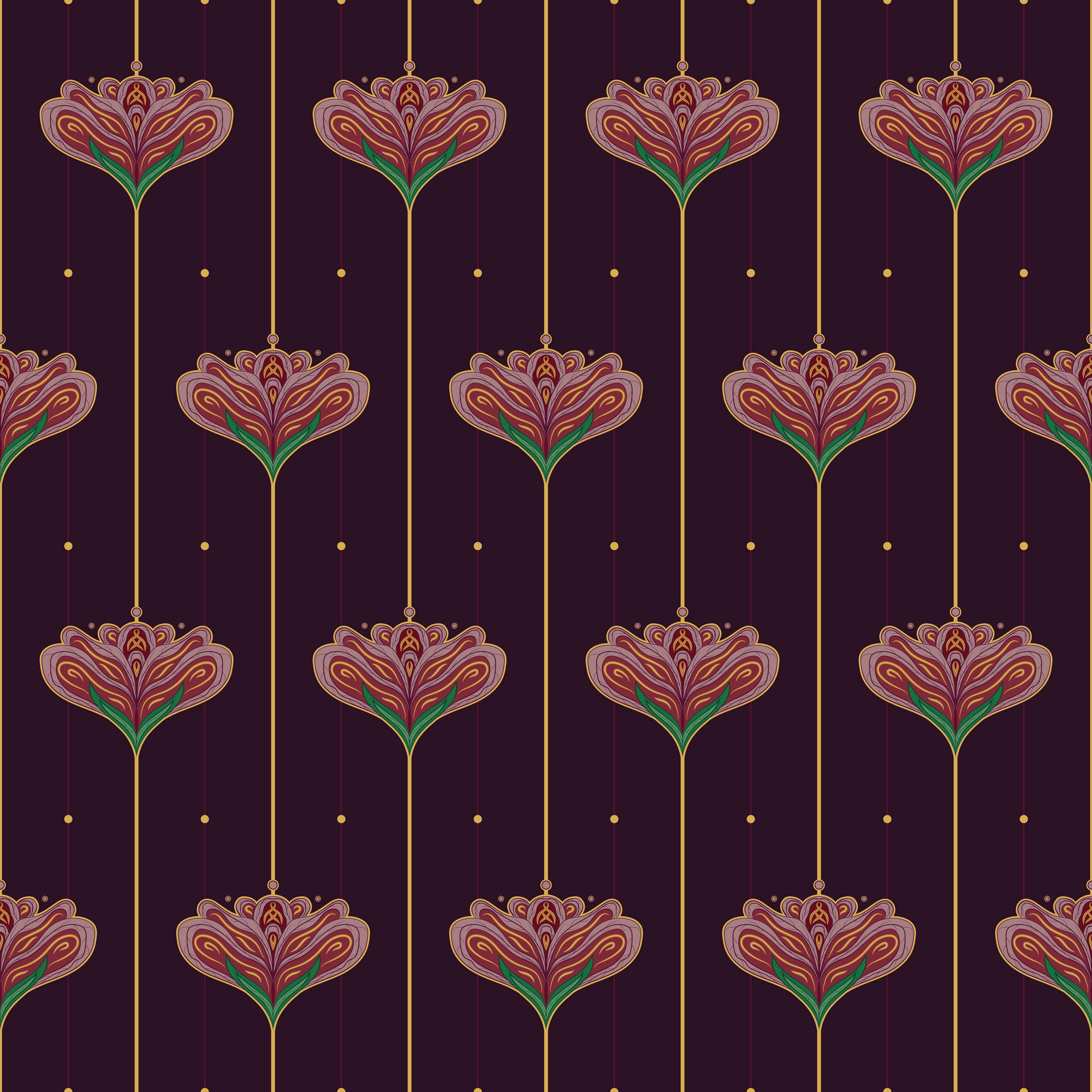 Peony Pinstripe Wallpaper Pattern - Murals Your Way