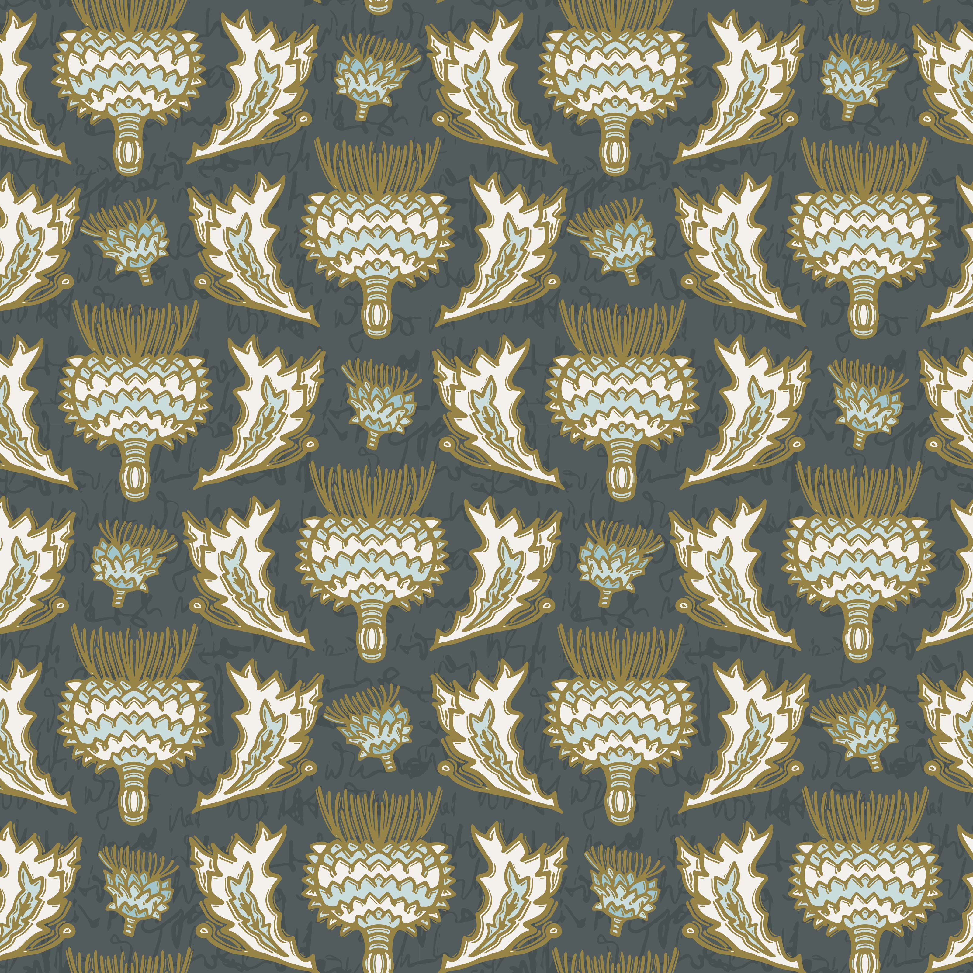 Hand Drawn Thistle Pattern Wallpaper - Murals Your Way