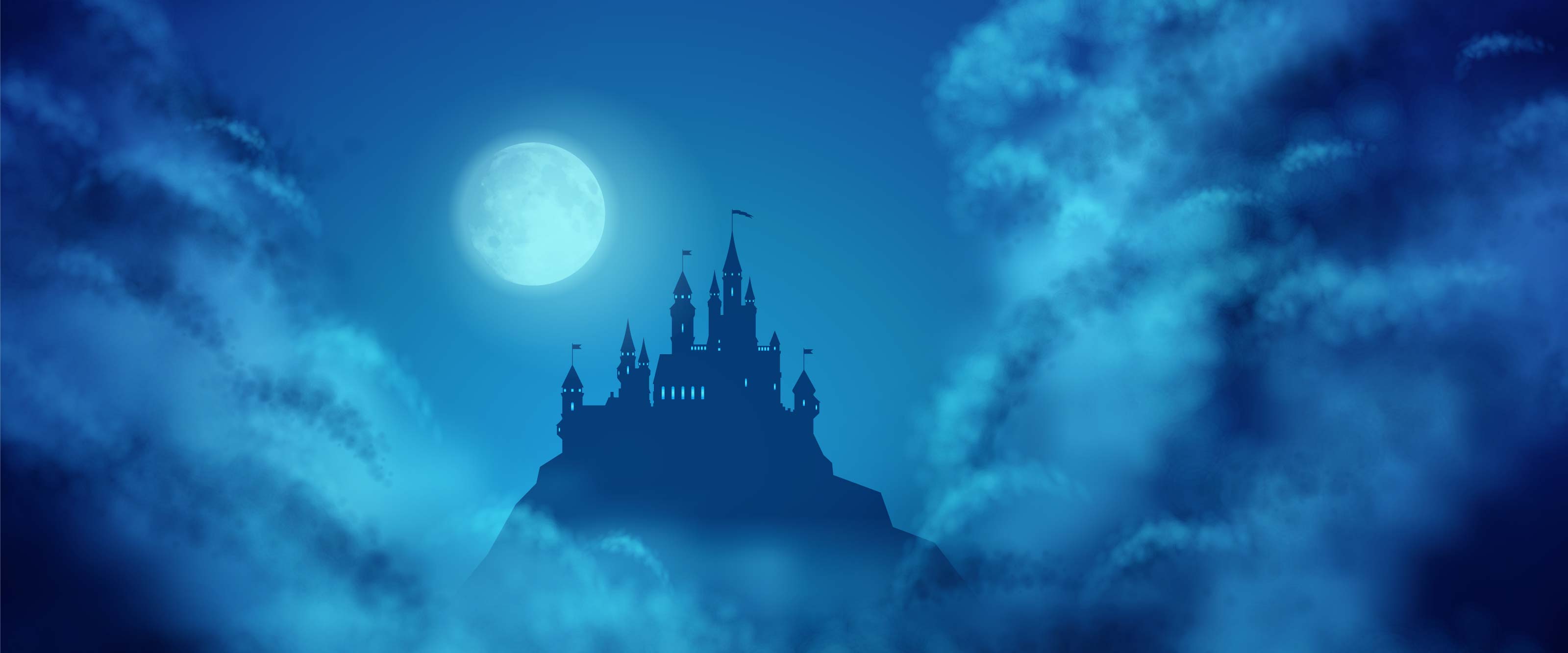 Fantasy Moonlight Castle Mural - Murals Your Way