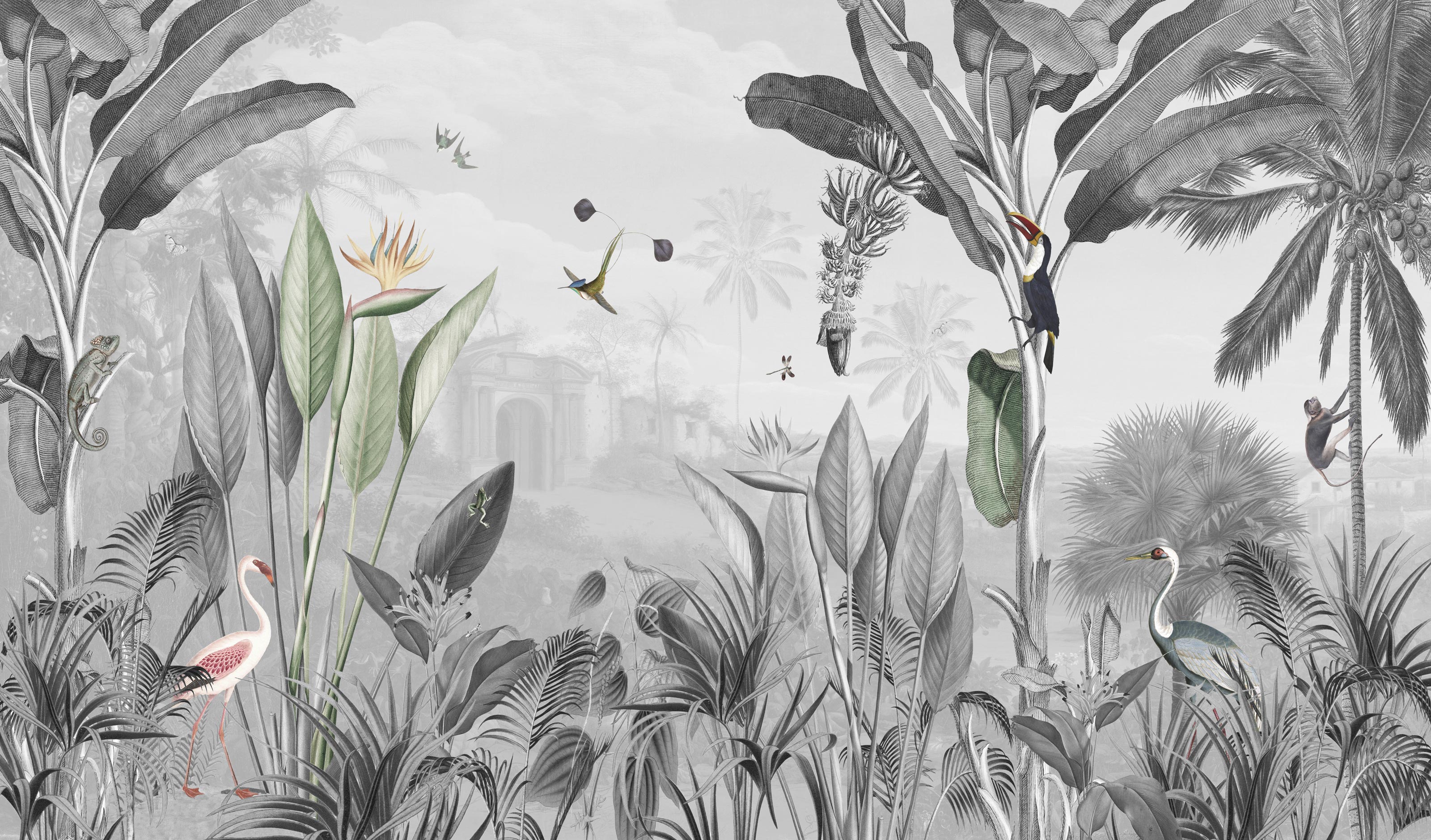 Botanical Beauty Jungle - Selective Color Wall Mural - Murals Your Way