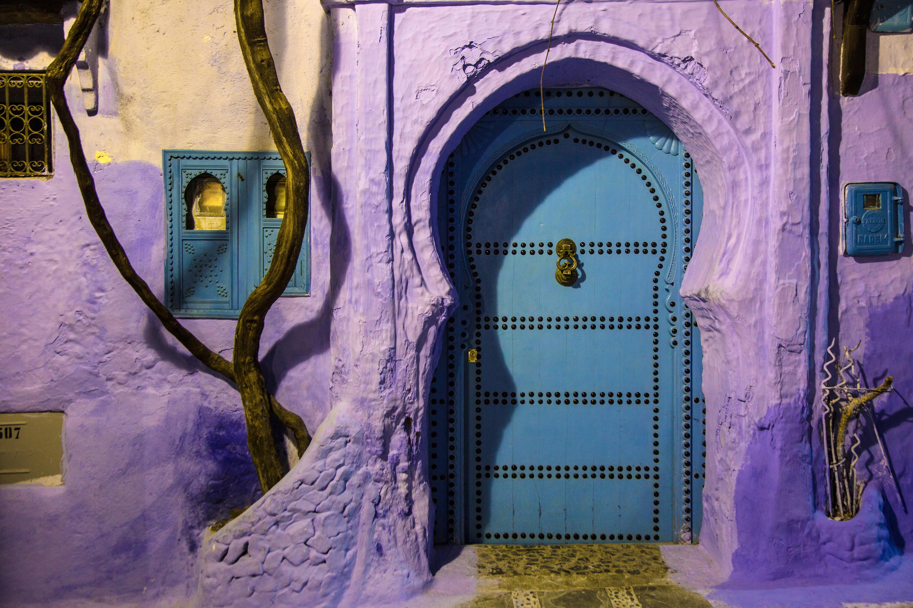 Blue Door In Chefchaouen, Morocco Mural - Jim Zuckerman - Murals Your Way