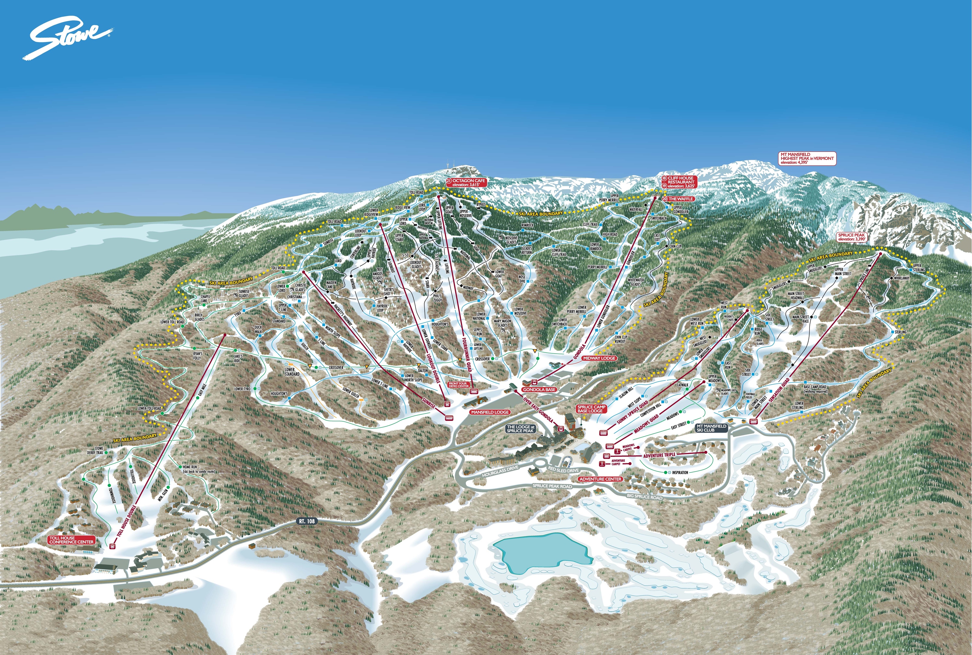 Stowe Ski Trail Map Wall Mural - Murals Your Way