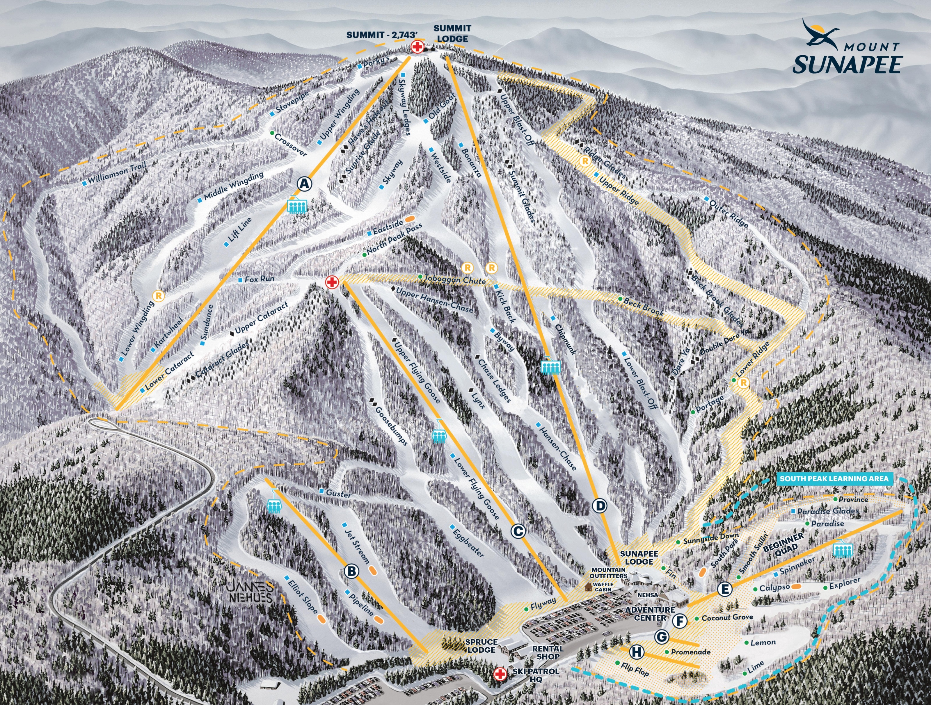 Mount Sunapee Ski Trail Map Wall Mural - Murals Your Way